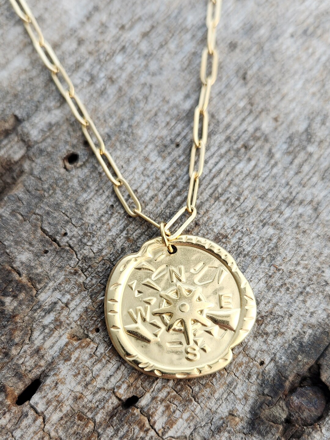 Compass Coin Necklace - Etsy
