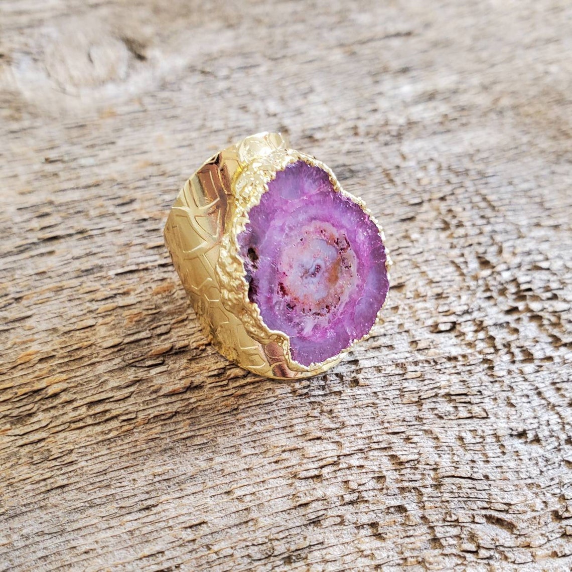 Pink Solar Quartz Ring - Etsy