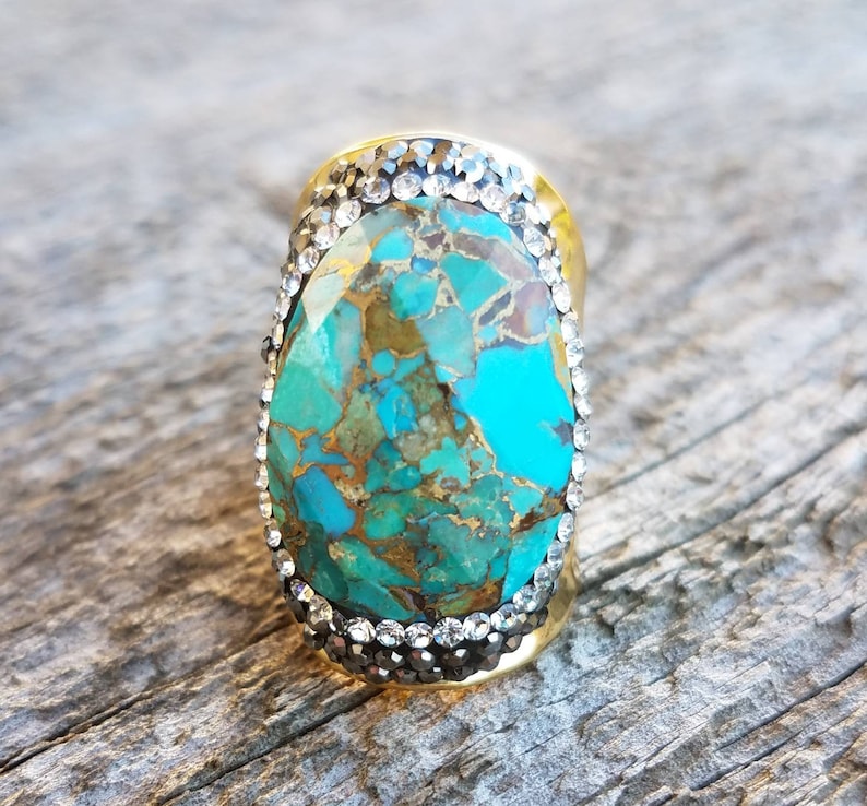Goldline Turquoise Ring - Etsy