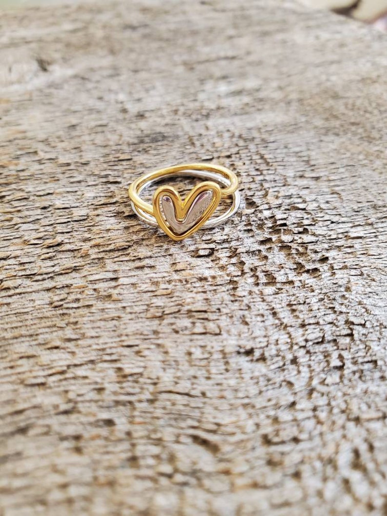 Two Hearts Ring - Etsy