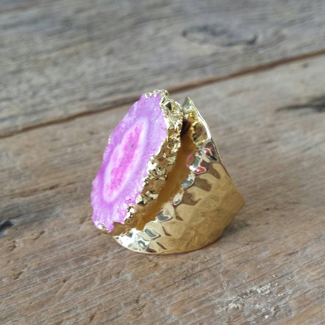 Pink Solar Quartz Ring - Etsy