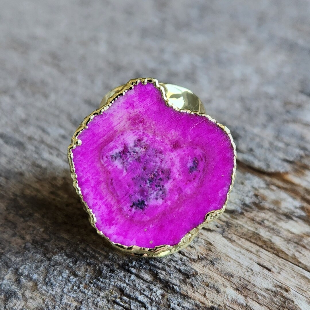 Pink Solar Quartz Ring - Etsy