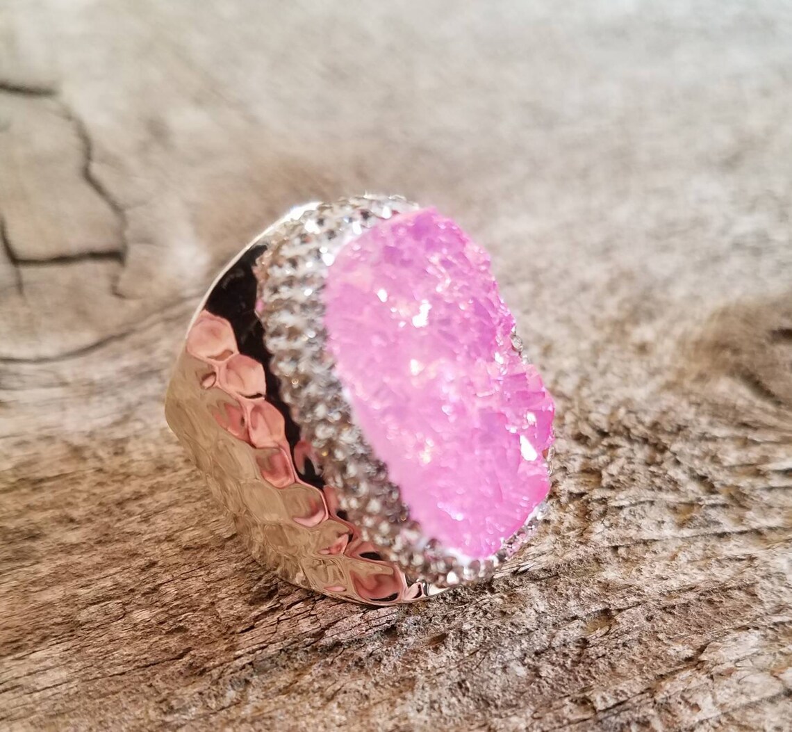 Pink Lemonade Druzy Ring - Etsy
