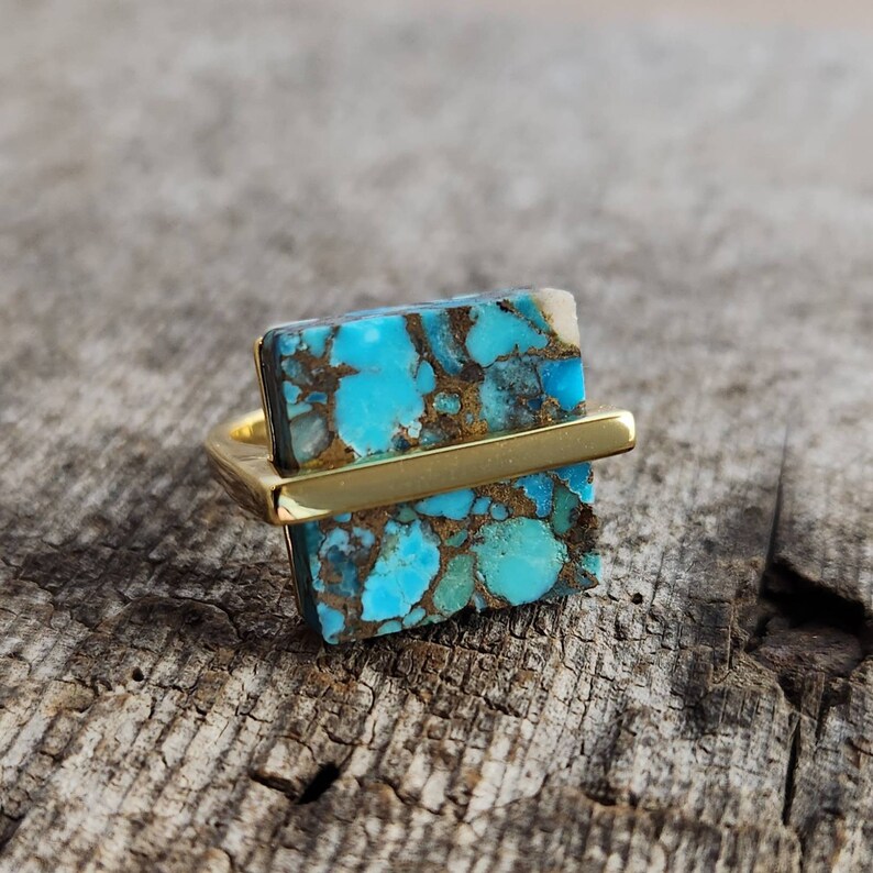 Turquoise Cube Ring - Etsy