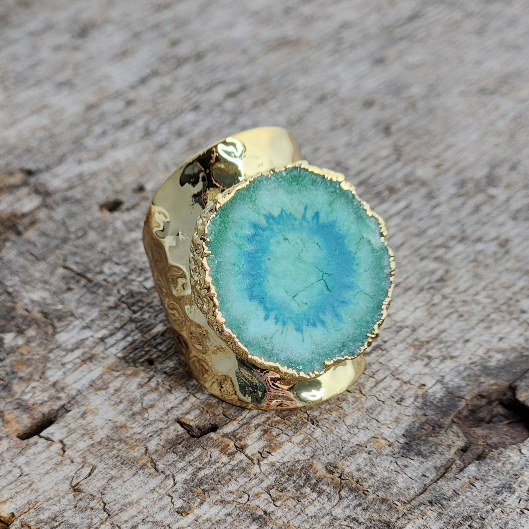 Green Solar Quartz Ring - Etsy