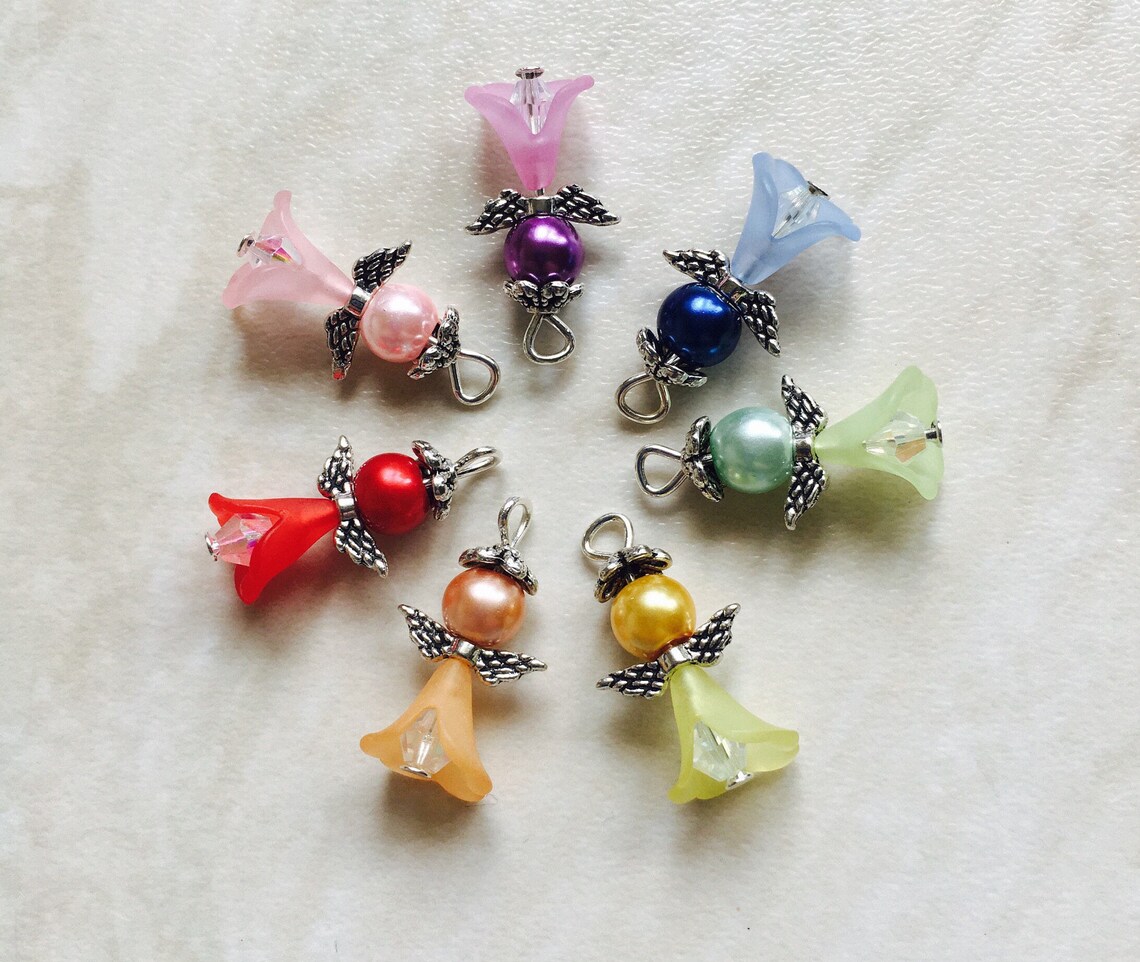Multicoloured Angel Charms Small Angel Pendants Handmade - Etsy