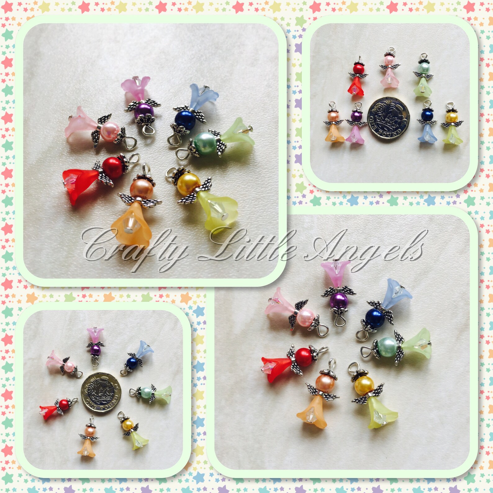 Multicoloured Angel Charms Small Angel Pendants Handmade - Etsy