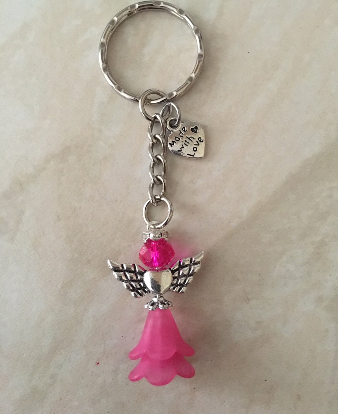 Teacher Gift, Pink Keyring, Angel Keyring, Mother's Day Gift, Religious ...