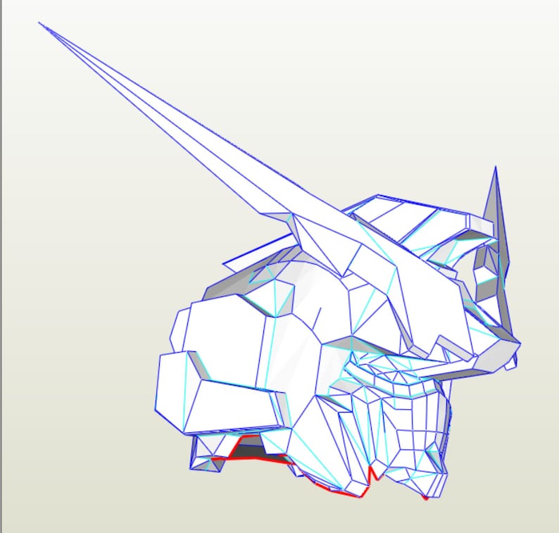 GundamRX-0Unicorn helmet Pepakura paper and foam blueprints | Etsy