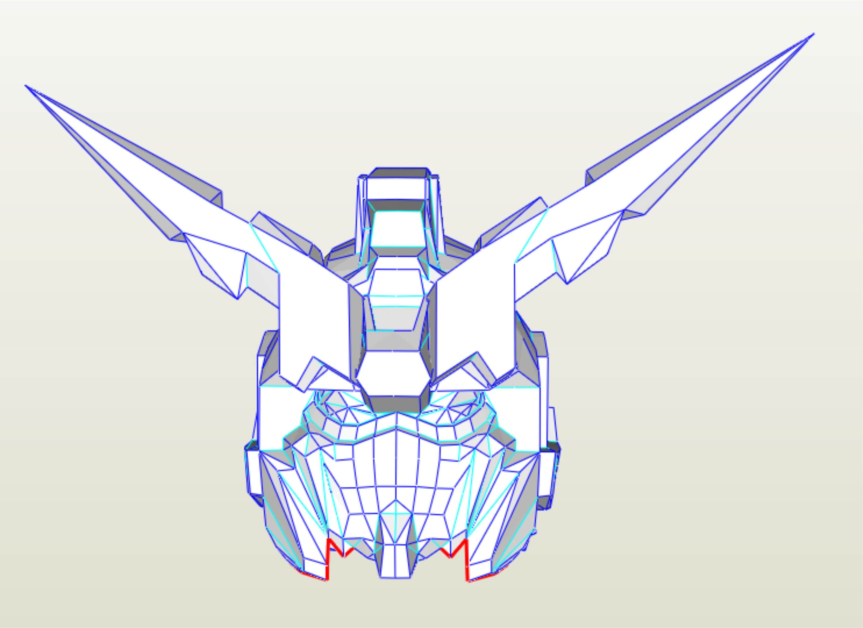 GundamRX-0Unicorn helmet Pepakura paper and foam blueprints | Etsy