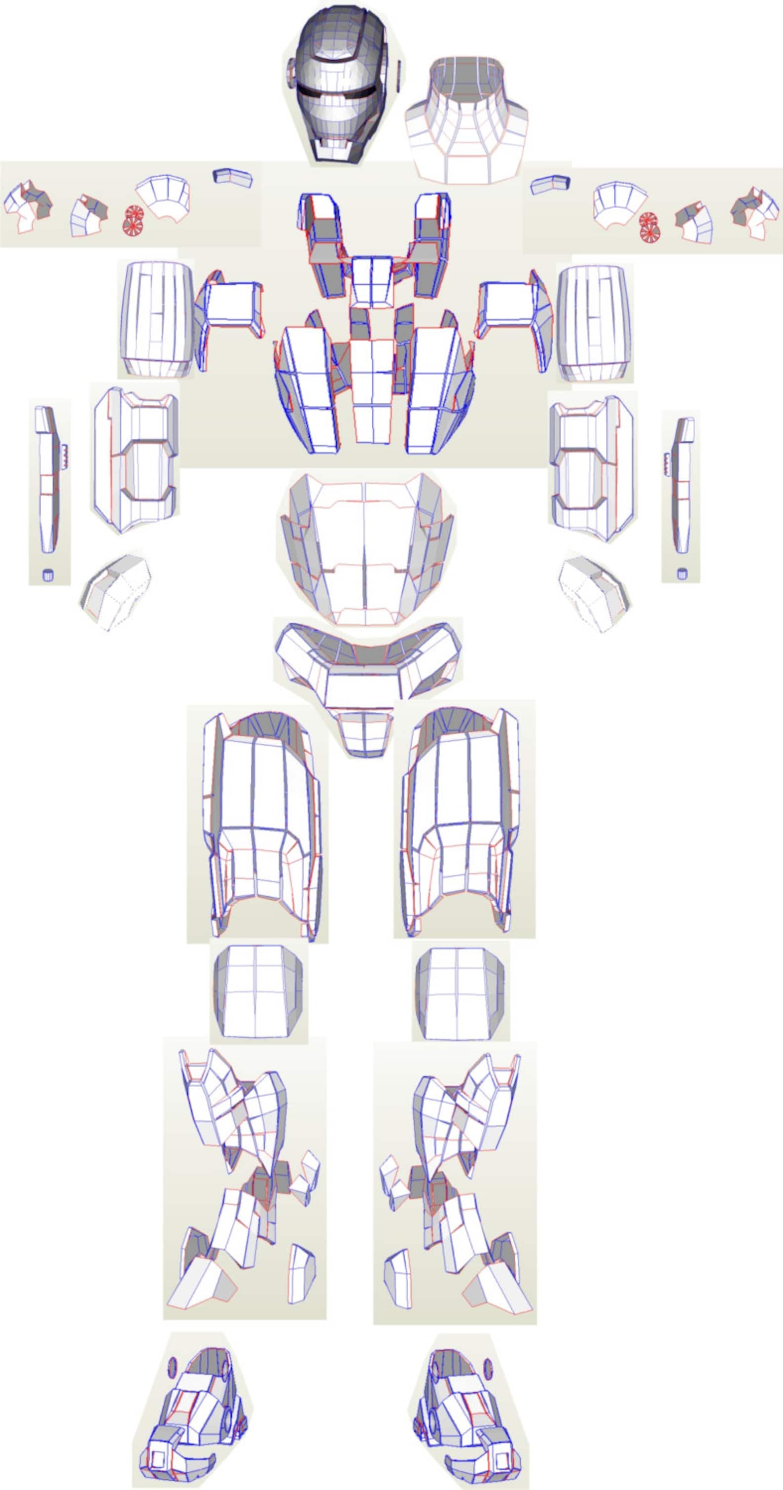 War Machine Wearable Cosplay Armor Suit Pepakura Paper Kit Templates ...