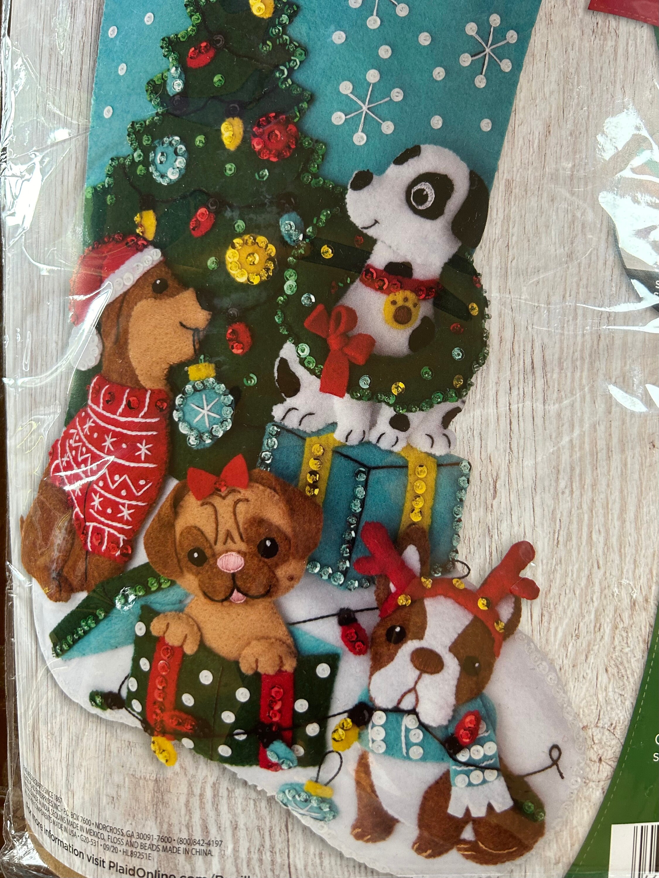 Bucilla Stocking Kit "christmas Dogs" #89251 Adorable - Etsy