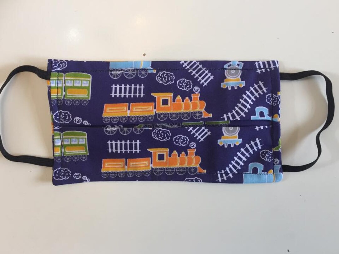Train Locomotive Vehicle Face Mask Kids Childs Boy Girl Triple Fabric ...