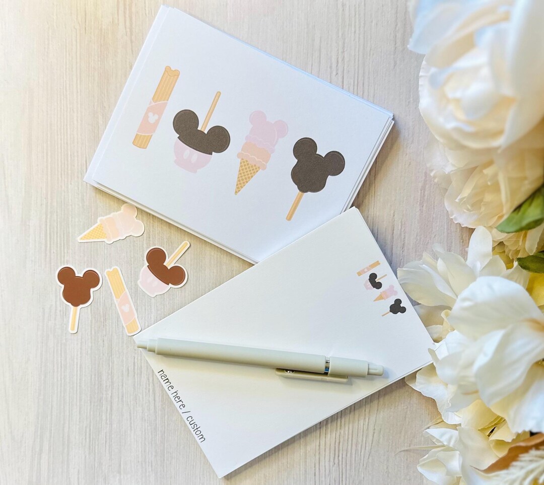 Disney Snacks Stationery Set (cards, Notepad, Stickers and Pen) - Etsy