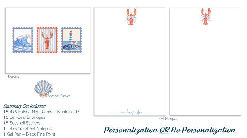 Classic Coastal Stationery Set (cards, Notepad, Stickers and Pen) - Etsy