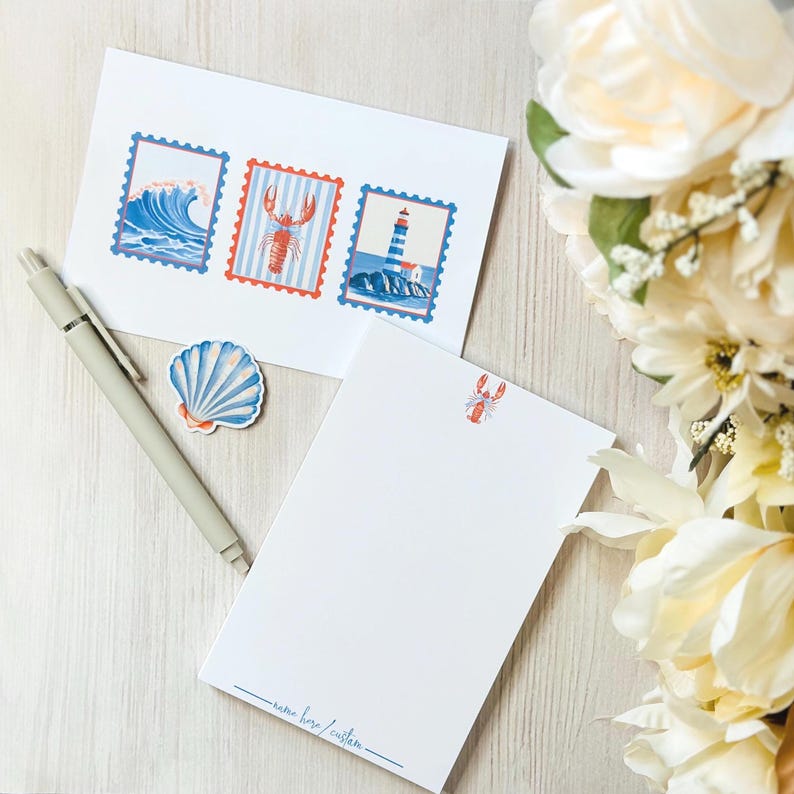 Classic Coastal Stationery Set (cards, Notepad, Stickers and Pen) - Etsy