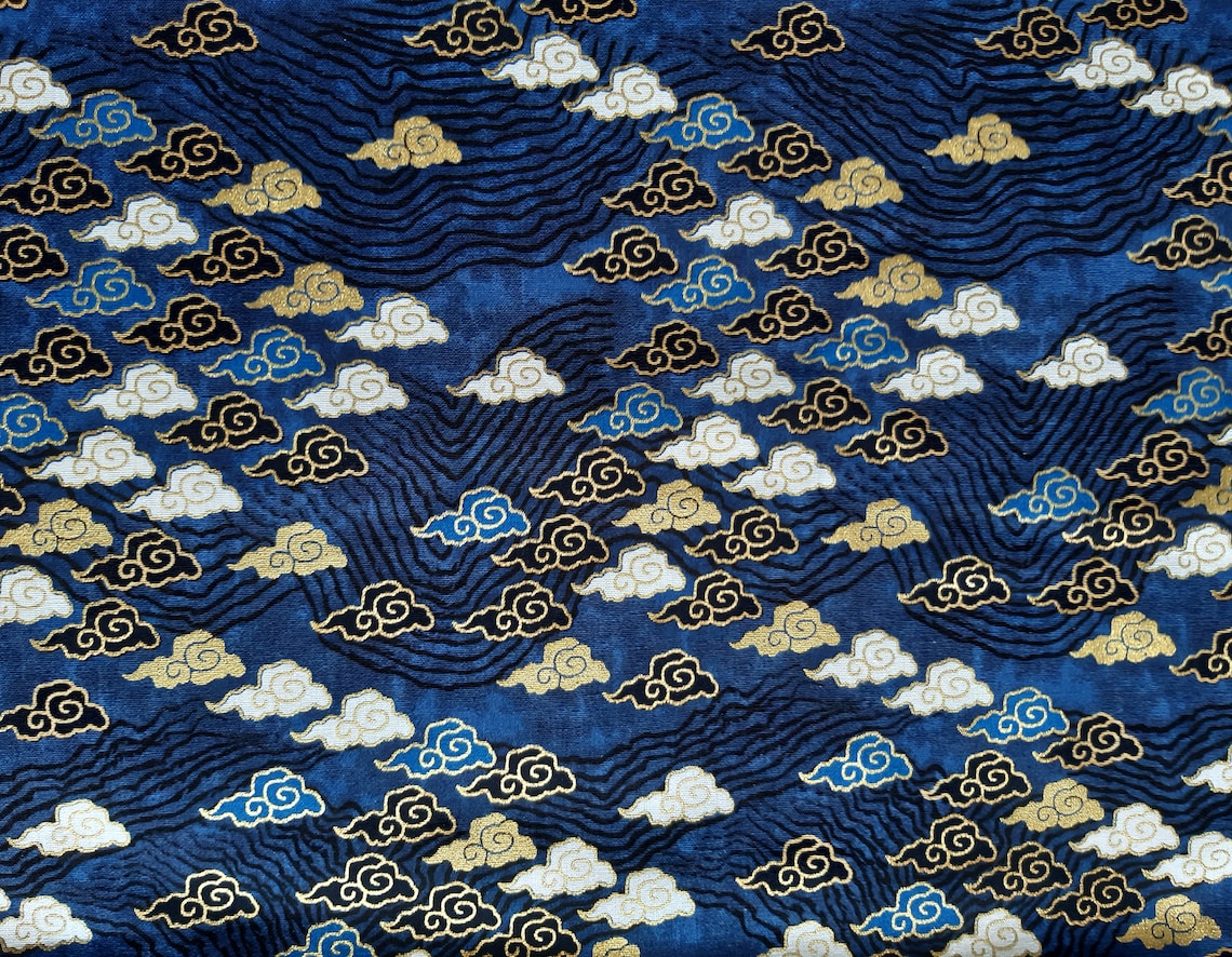 Japanese fabric cloud pattern 45 x 70 cm Japanese fabrics | Etsy