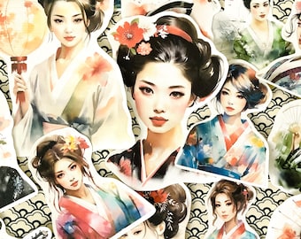 Kimono Girls Stickers Clear Die-cut DIY Decal Deco Scrapbook Journal ...