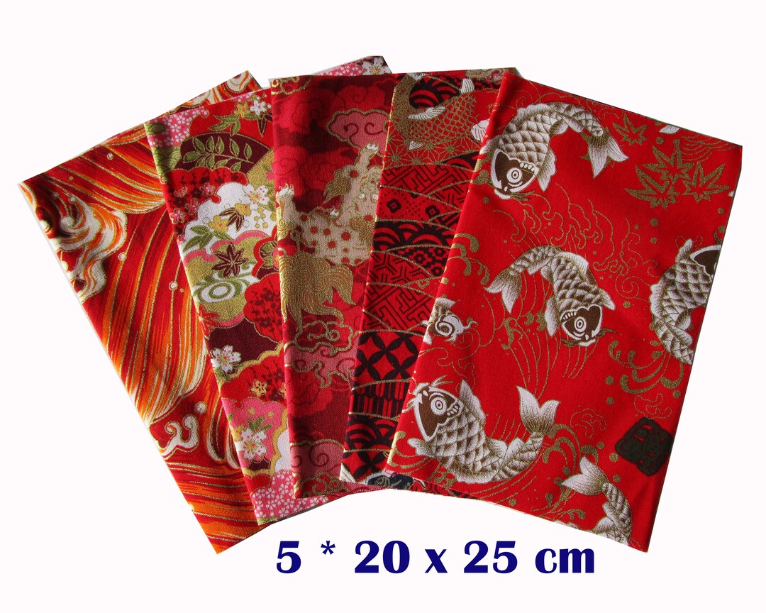 Japanese Fabric, Lot of 5 Coupons 20 X 25 Cm, Japanese Fabrics, Cotton ...