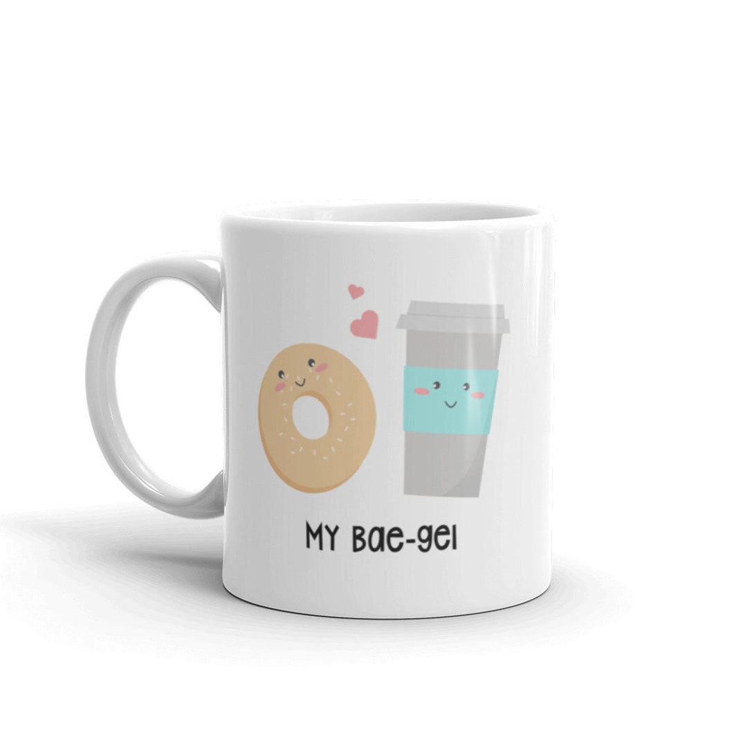 Bae-gel Coffee and Bagel Couple Mug food Gift, Gift for Girlfriend ...