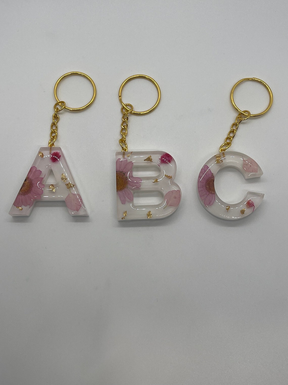 Floral Letter Keychain - Etsy