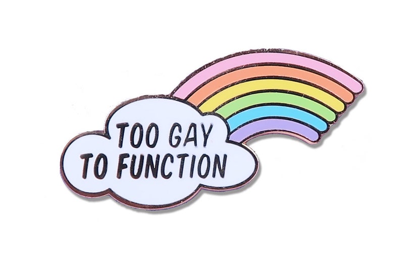 Too Gay To Function Pastel Rainbow Cloud Enamel Pin Pride | Etsy