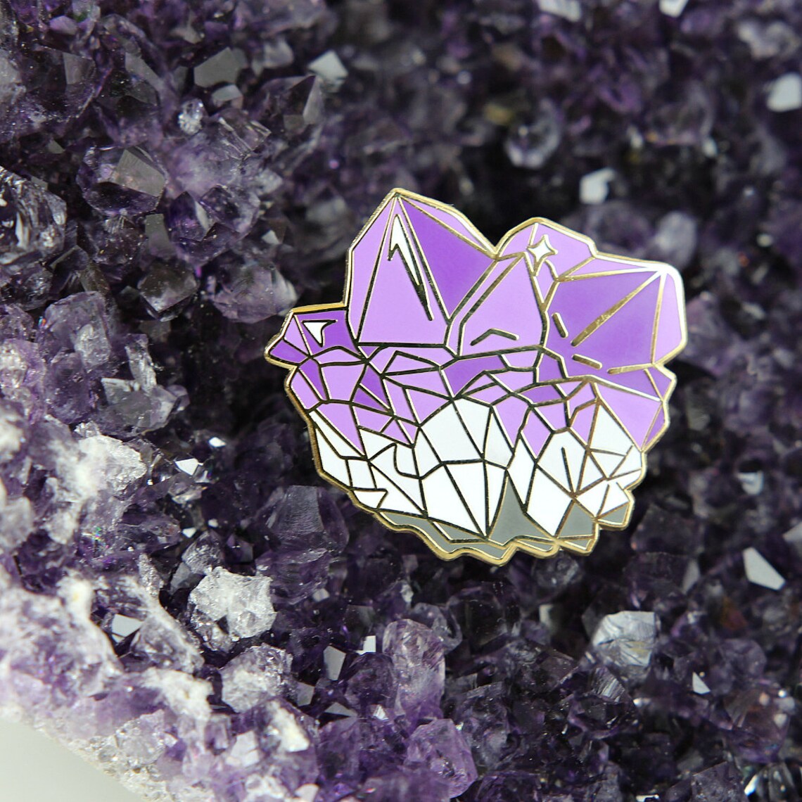 Amethyst Cluster Enamel Pin - Crystal - Lapel Pin - Flair - Hard Enamel ...