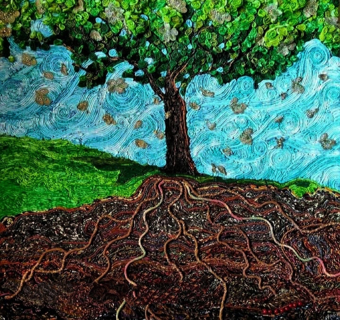 Textile Tree Art on Canvas – 