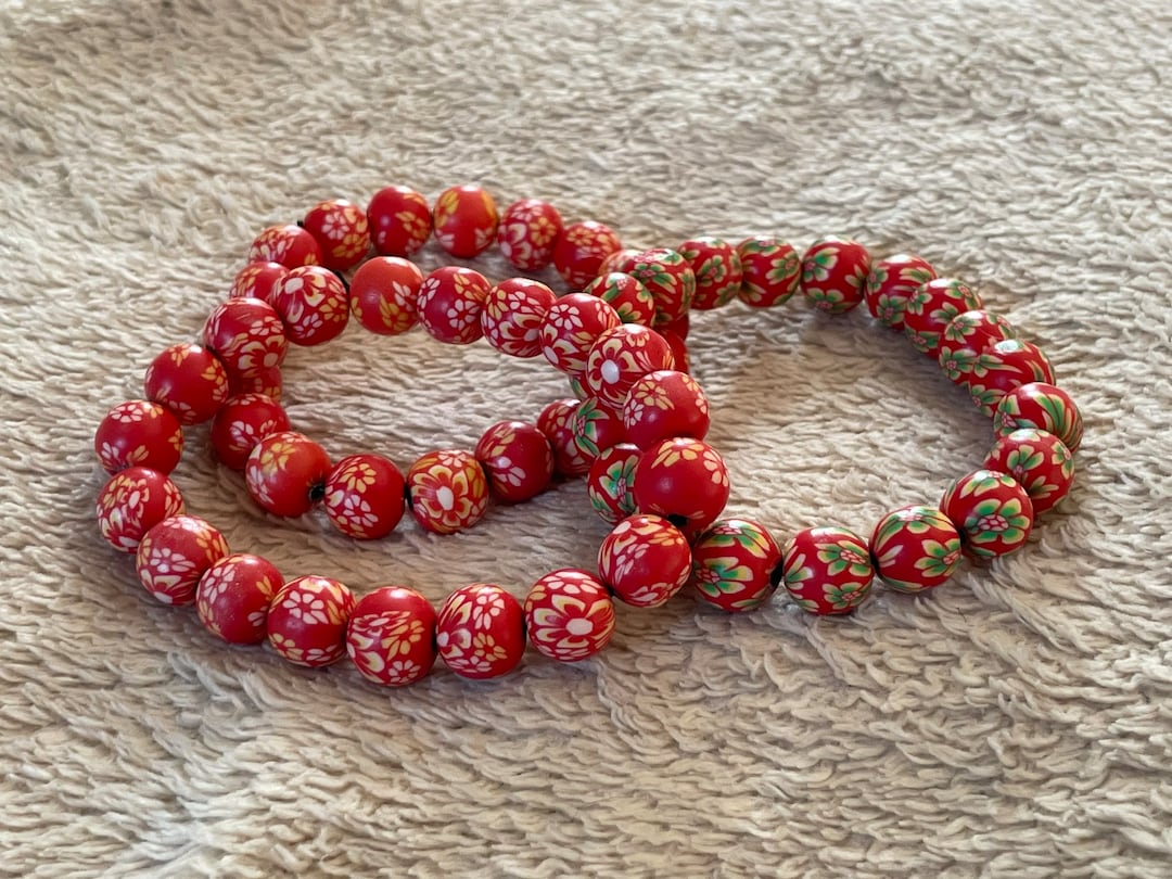 Red Clay Bead Bracelets - Etsy