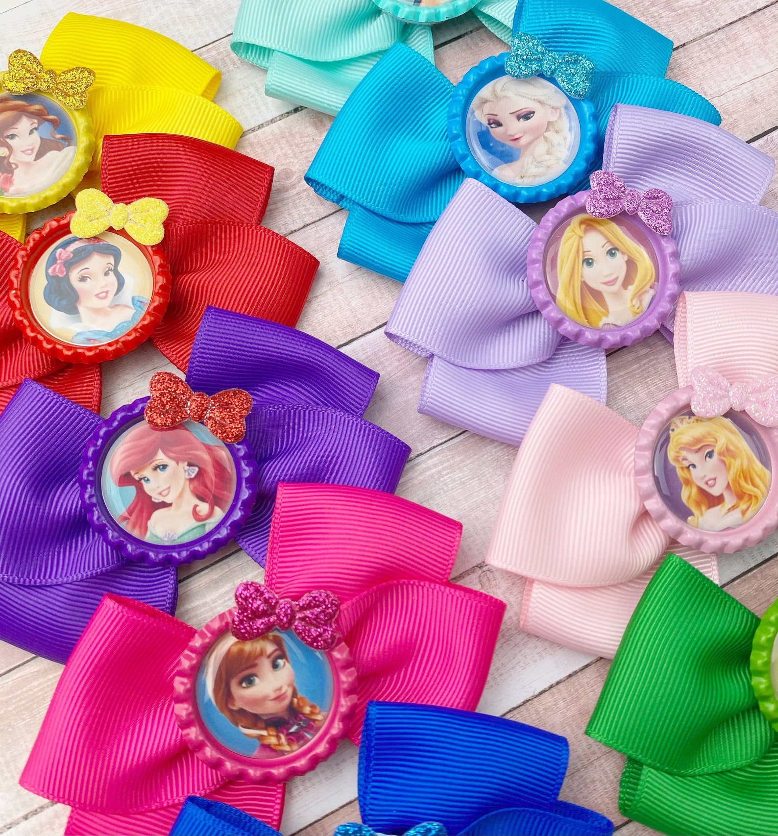 Disney Princess Bows / Set of 10 Princess Bows / Disney Bows | Etsy
