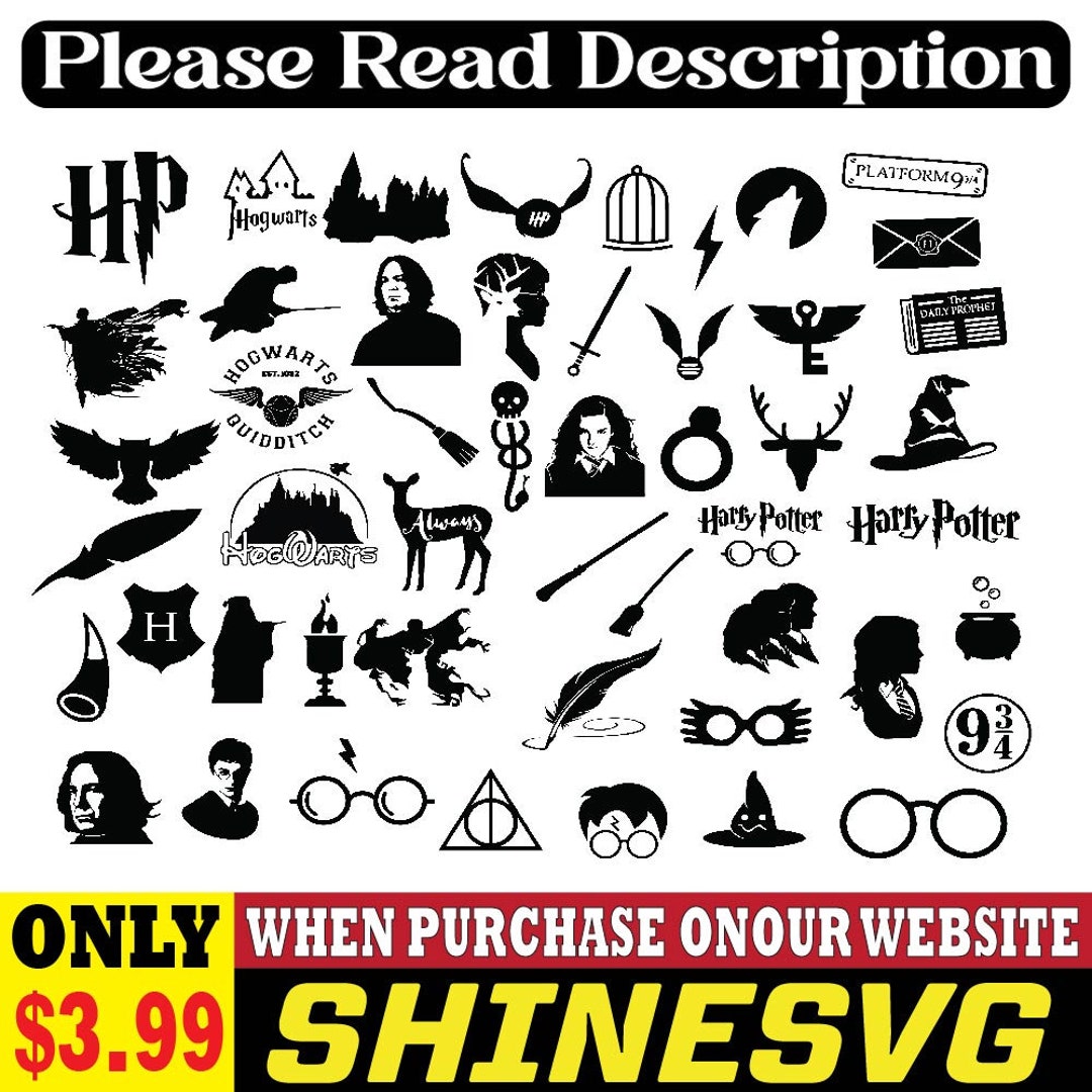 Bundle 50 Files Harry Potter Svg Bundle Wizard Svg Bundle - Etsy