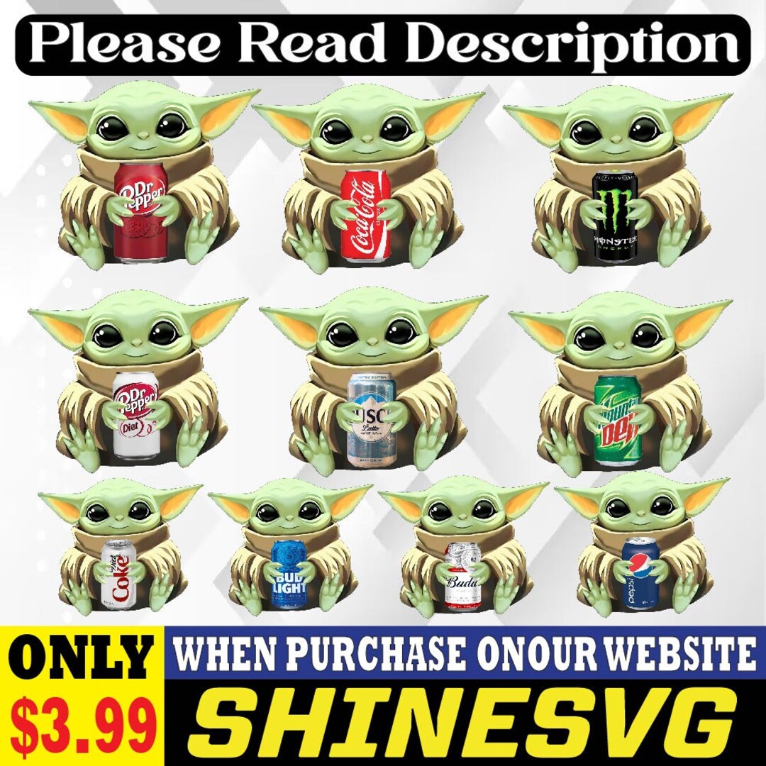 Bundle 10 Files Baby Yoda Drink PNG Baby Yoda Png - Etsy