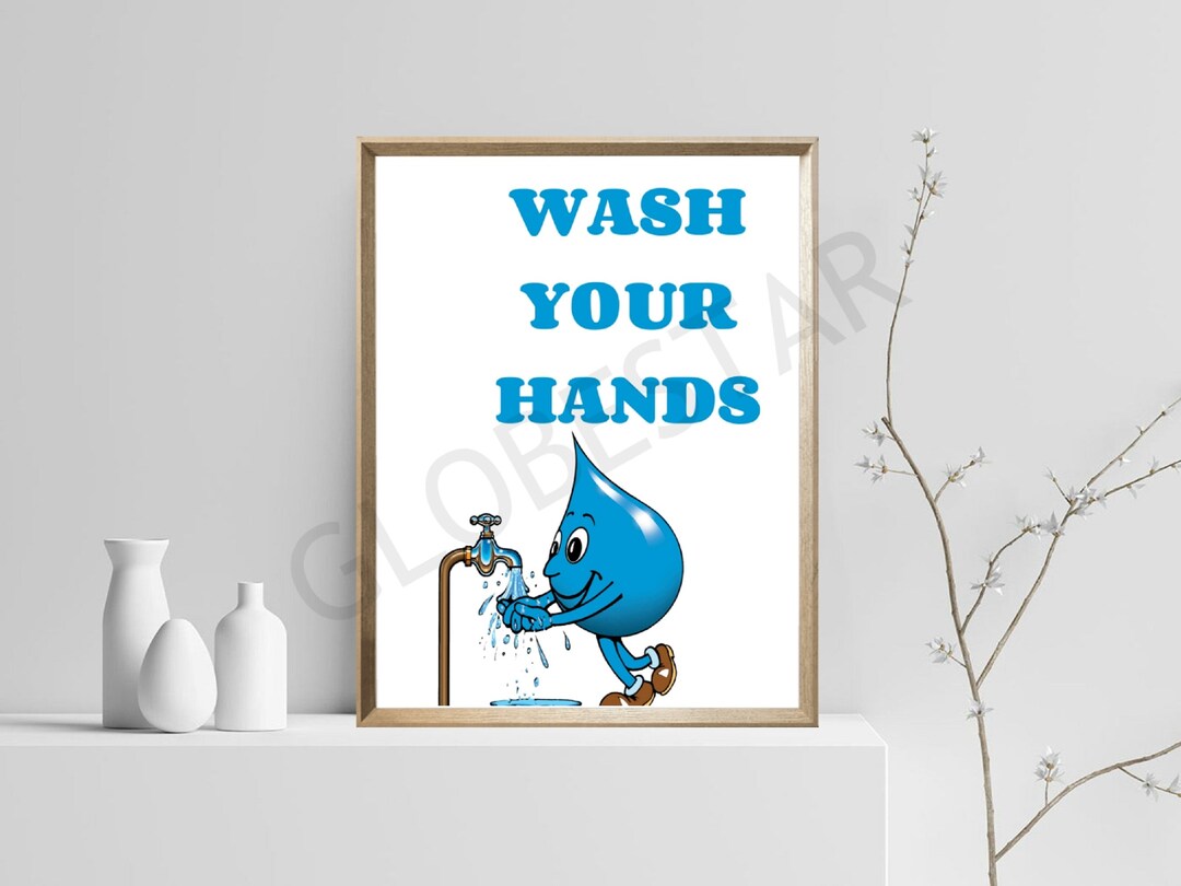 Wash Your Hands Printable Wall Art / Bathroom Decor Digital Download ...