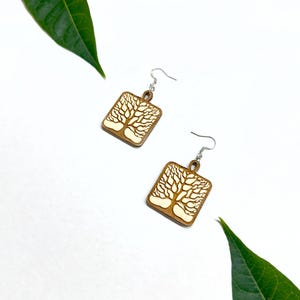 Tree Earrings Laser Engraved, Laser Cut Earrings, Nature Lover Gift ...