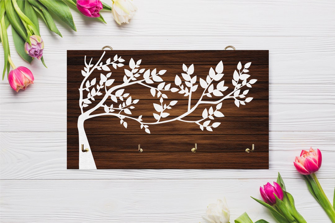 Wall Key Holder Tree, Brown Key Holder for Wall Tree, Wall Key Hanger ...