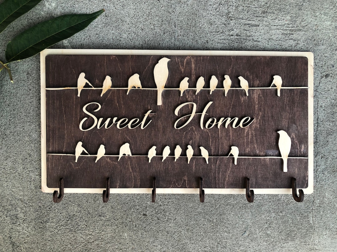 Sweet Home Key Holder Birds Wall Key Hanger Keys Organizer for Wall ...