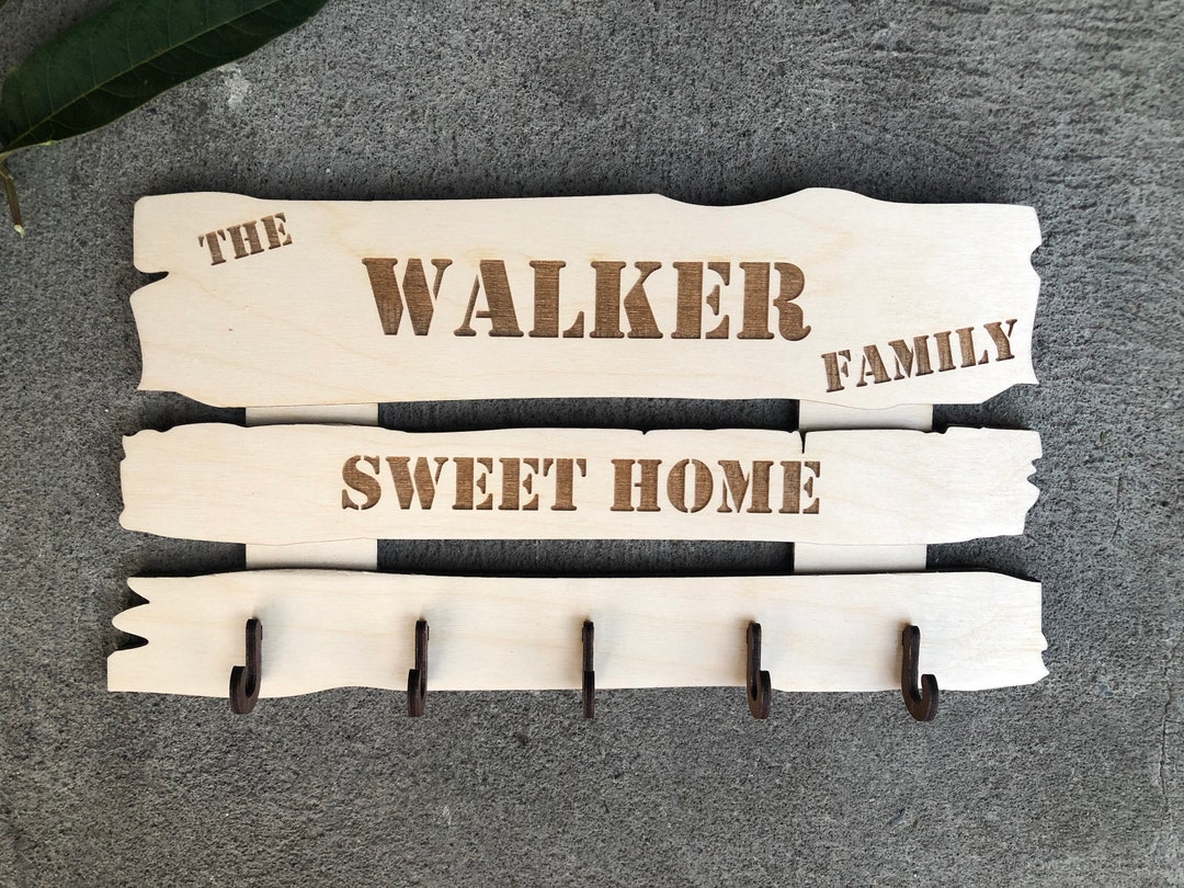 Personalized Wall Key Holder Custom Name Wood Keys Hanger for Wall ...