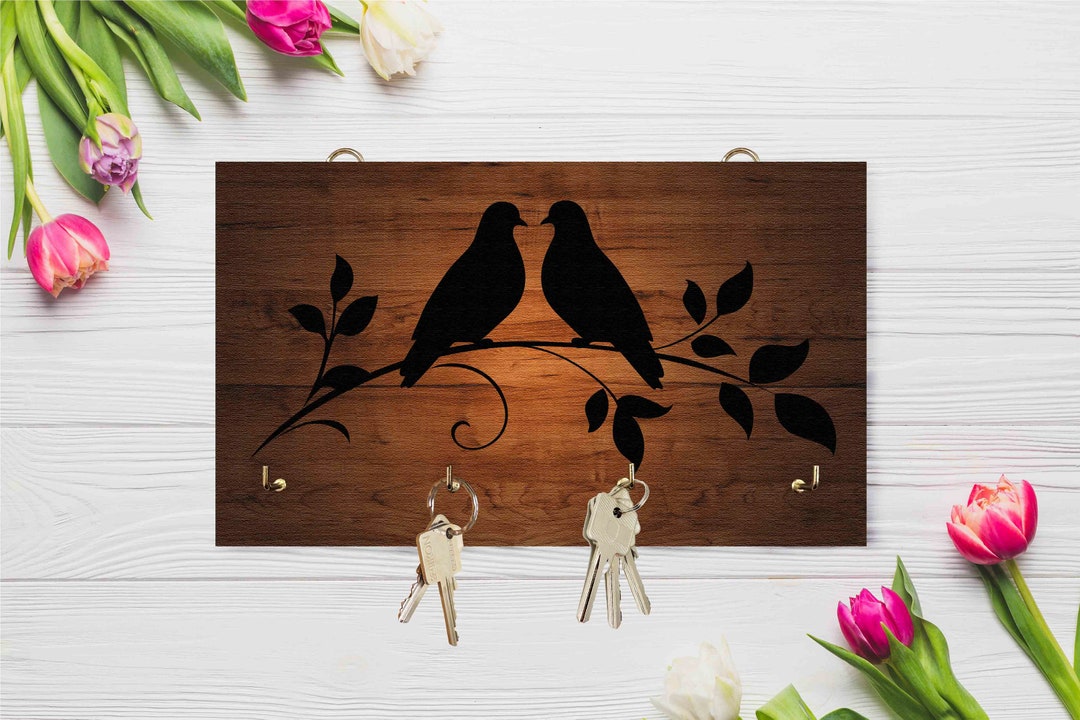 Key Holder for Wall, Birds Wall Art With Hooks, Entryway Key Holder ...