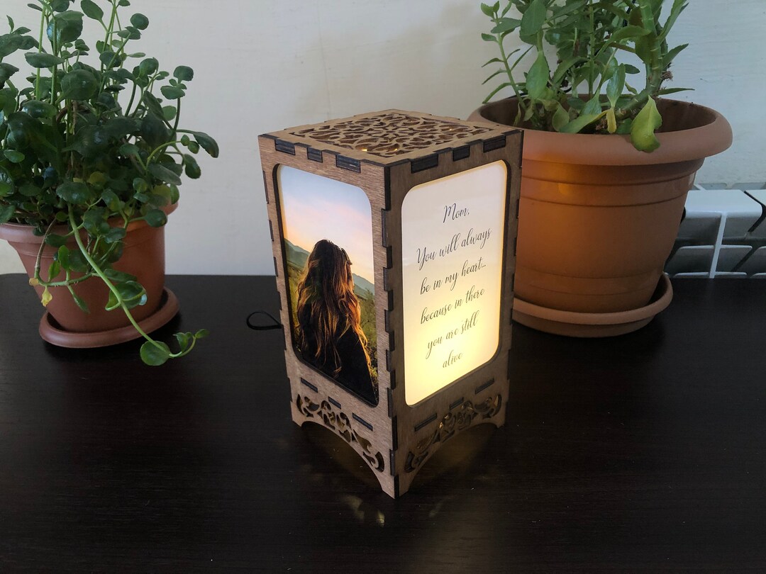 Personalized Four Sided Photo Night Light, Memorial Night Light With ...
