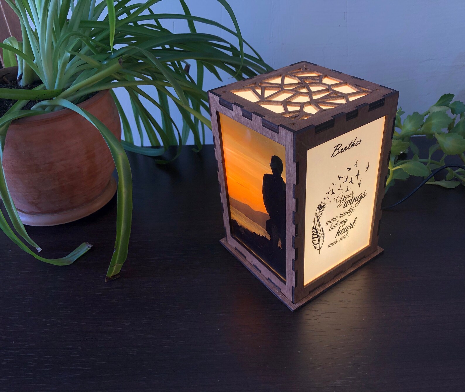 Loss of Brother / Brother Memorial Photo Lantern / Your Wings - Etsy