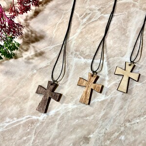 Cross Necklace Wood. Wooden Cross Necklace With Cord, Rustic Charm ...