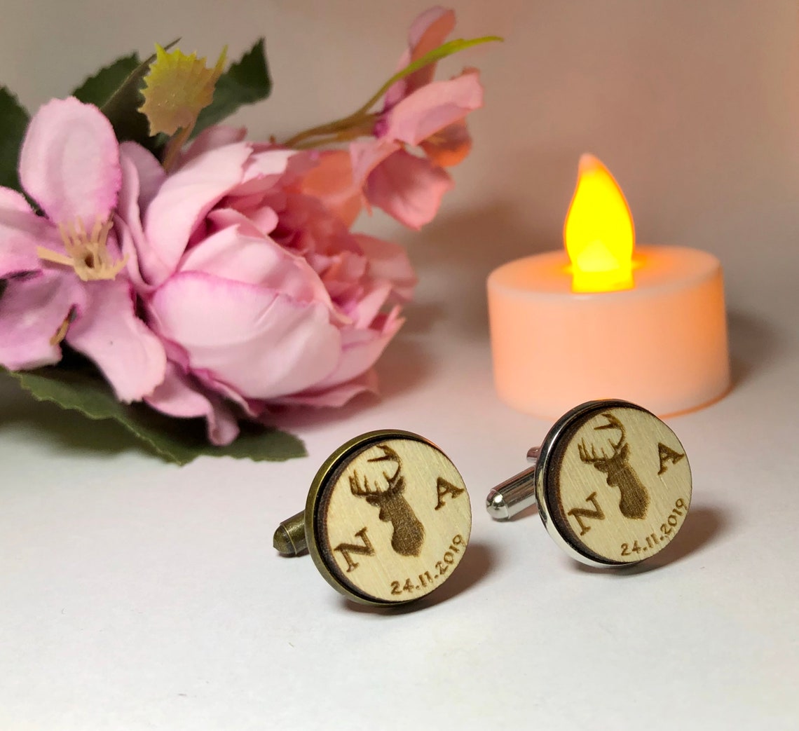 Stag Cufflinks / Deer Cufflinks / Wood Cufflinks for Groomsmen - Etsy