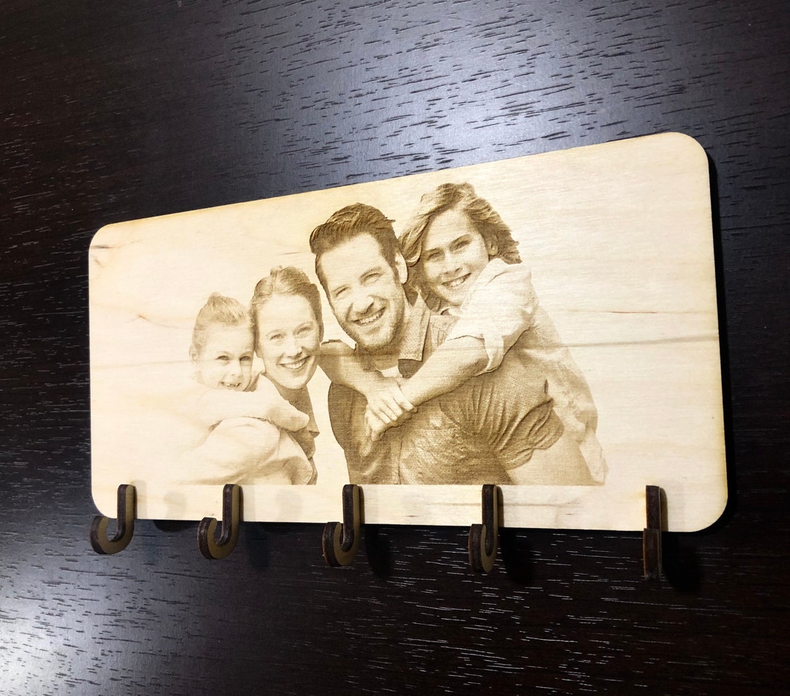 Engraved Key Holder / Key Holder for Wall / Photo Key Holder / | Etsy
