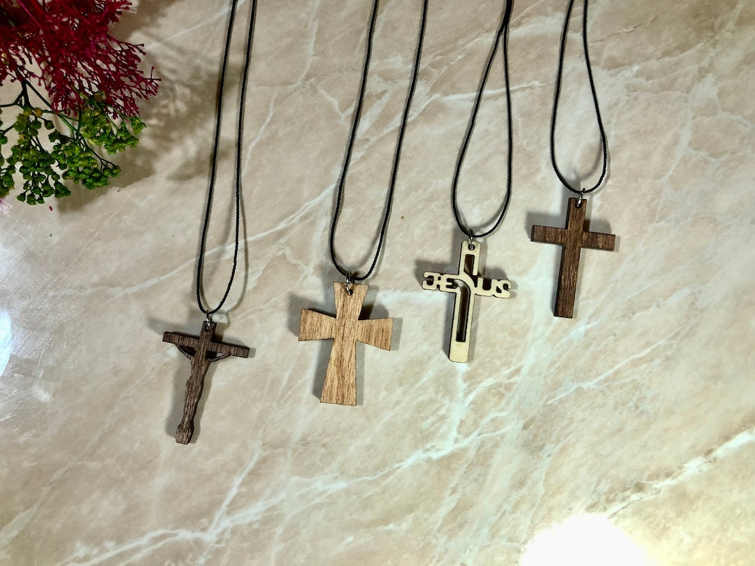 Cross Necklace Wood. Wooden Cross Necklace With Cord, Rustic Charm ...
