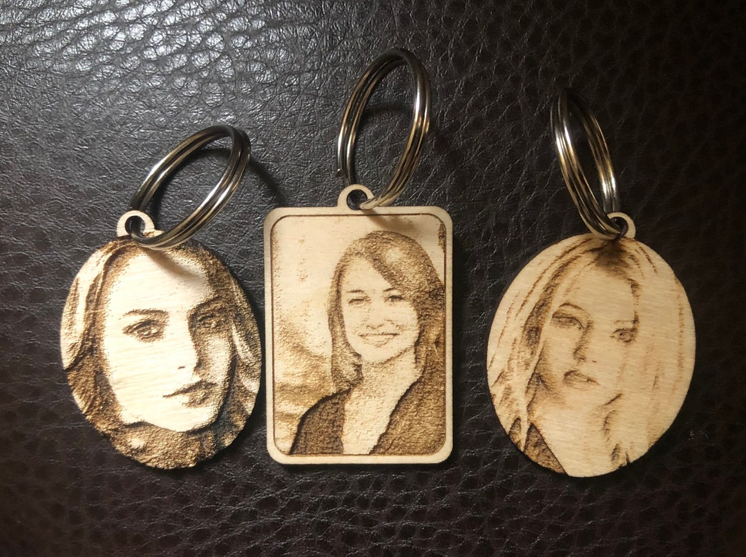 Engraved Keychain / Wood Photo Keychain / Picture Keychain / Engraved ...