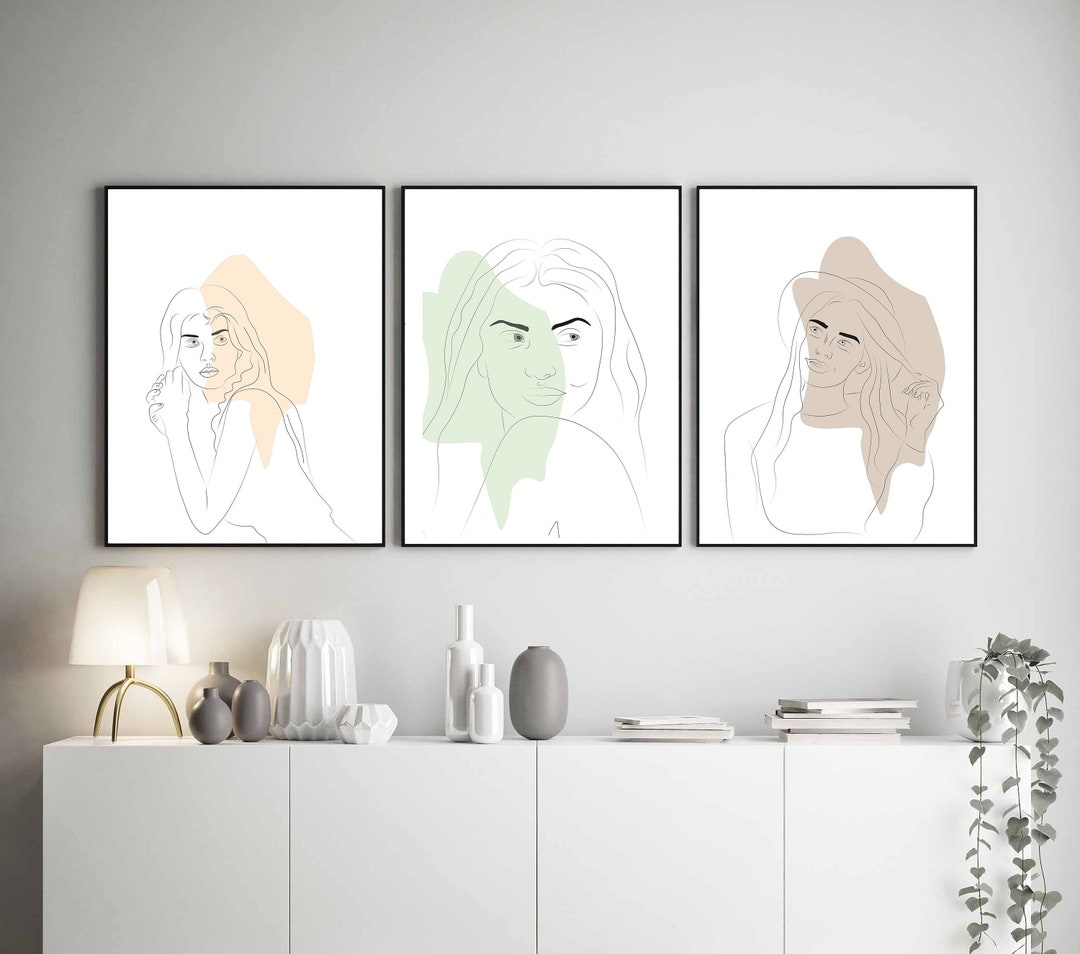 Women Line Drawing Art Set of 3, Line Art Wall Decor Prints, Minimalist ...