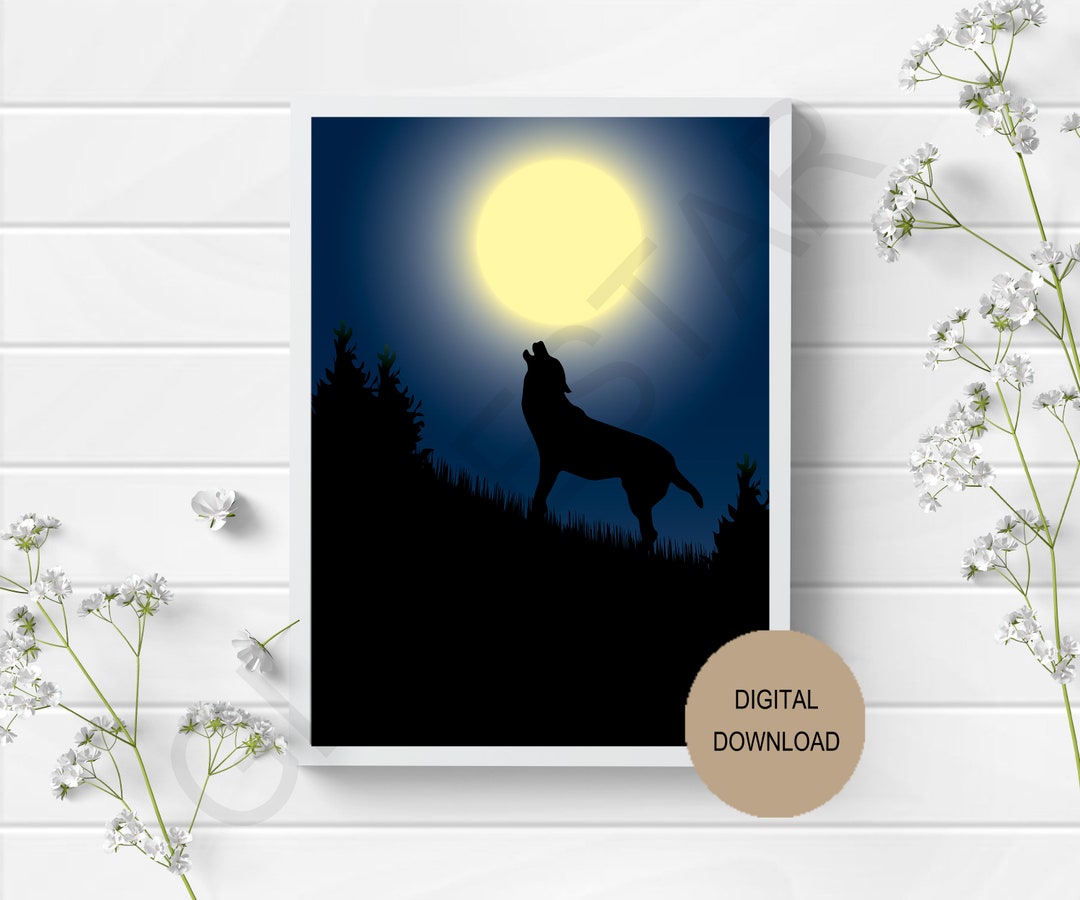 Digital Wall Art, Wolf Print, Digital Prints, Wolf Howling Art Download ...