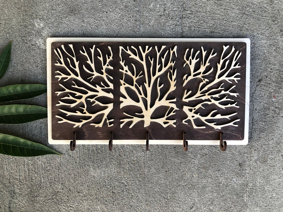 Tree Key Holder for Wall Hanger for Keys Organizer 5 Hooks Tree Wall ...
