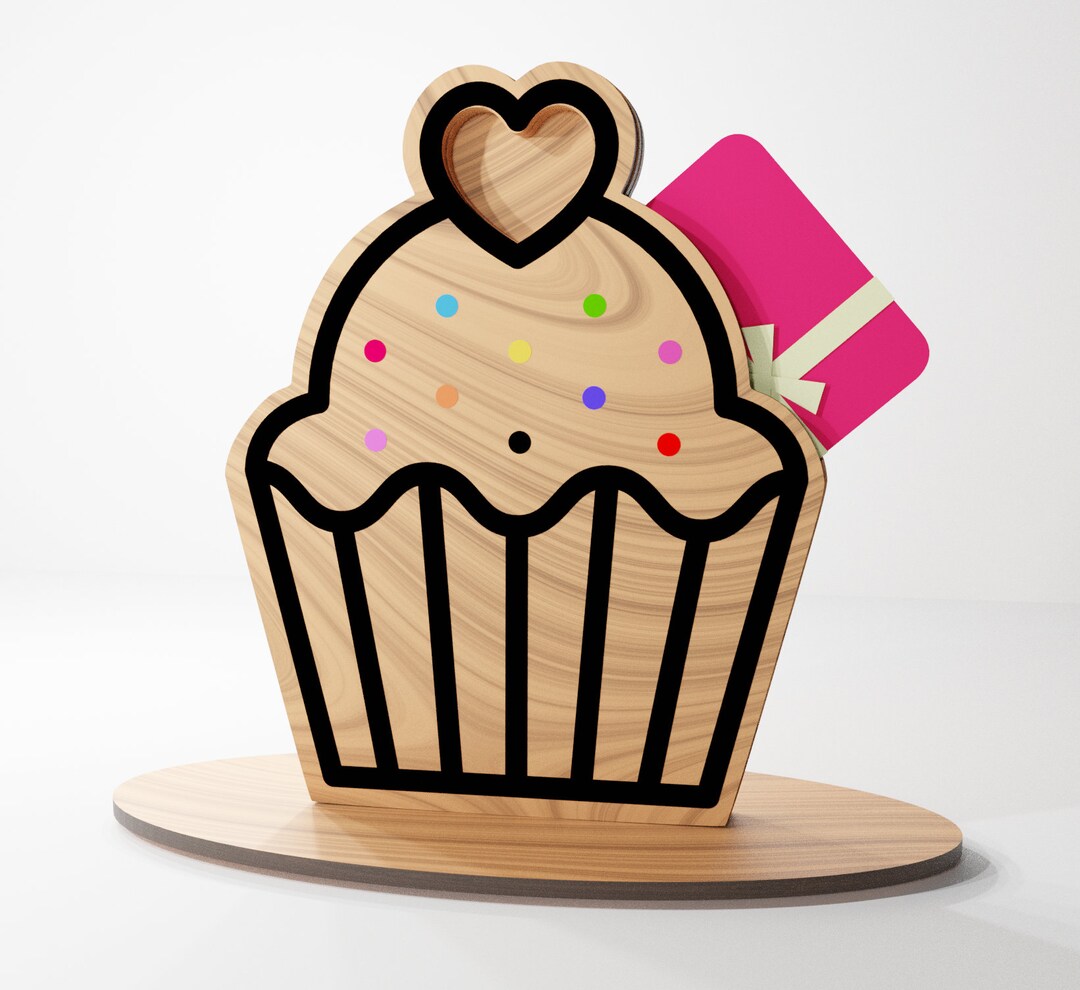 Birthday Cupcake Gift Card Holder Cupcake SVG Gift Card Holder Laser ...