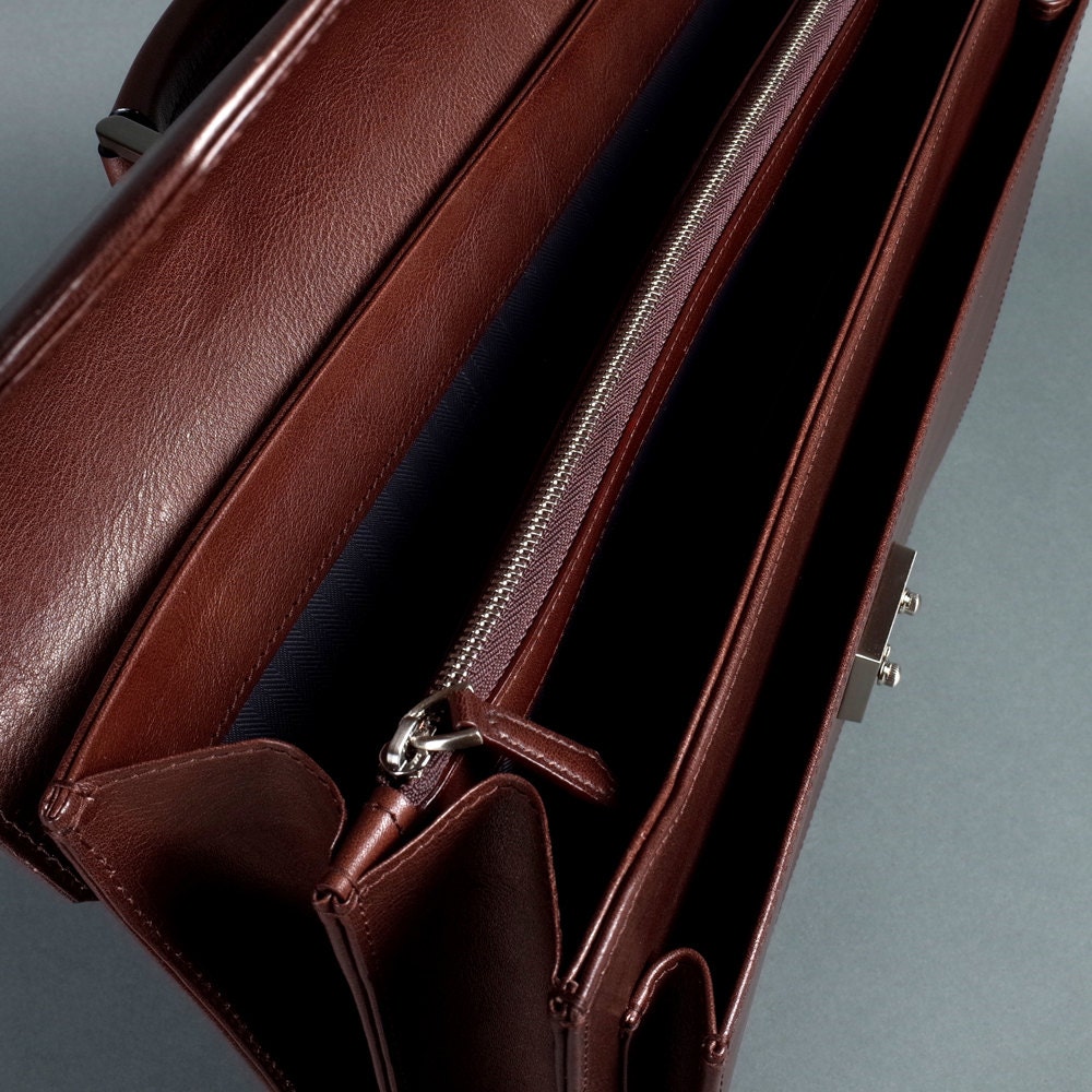Handmade Leather Brown Briefcase - Etsy